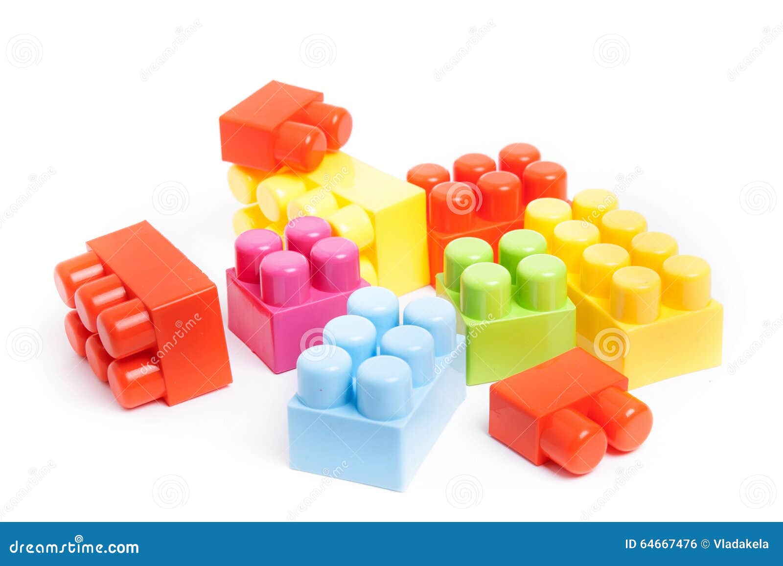 Plastic Building Block Toys. Isolated on White Background Stock Photo ...