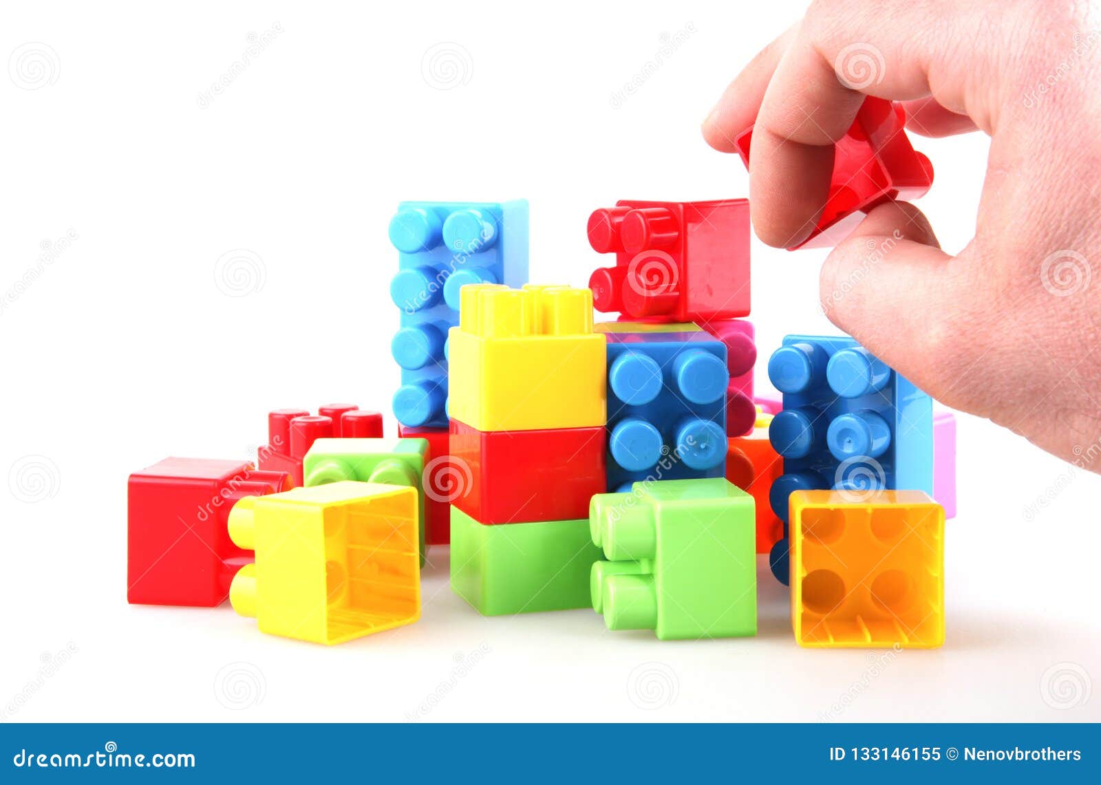 Plastic building blocks stock image. Image of development - 133146155