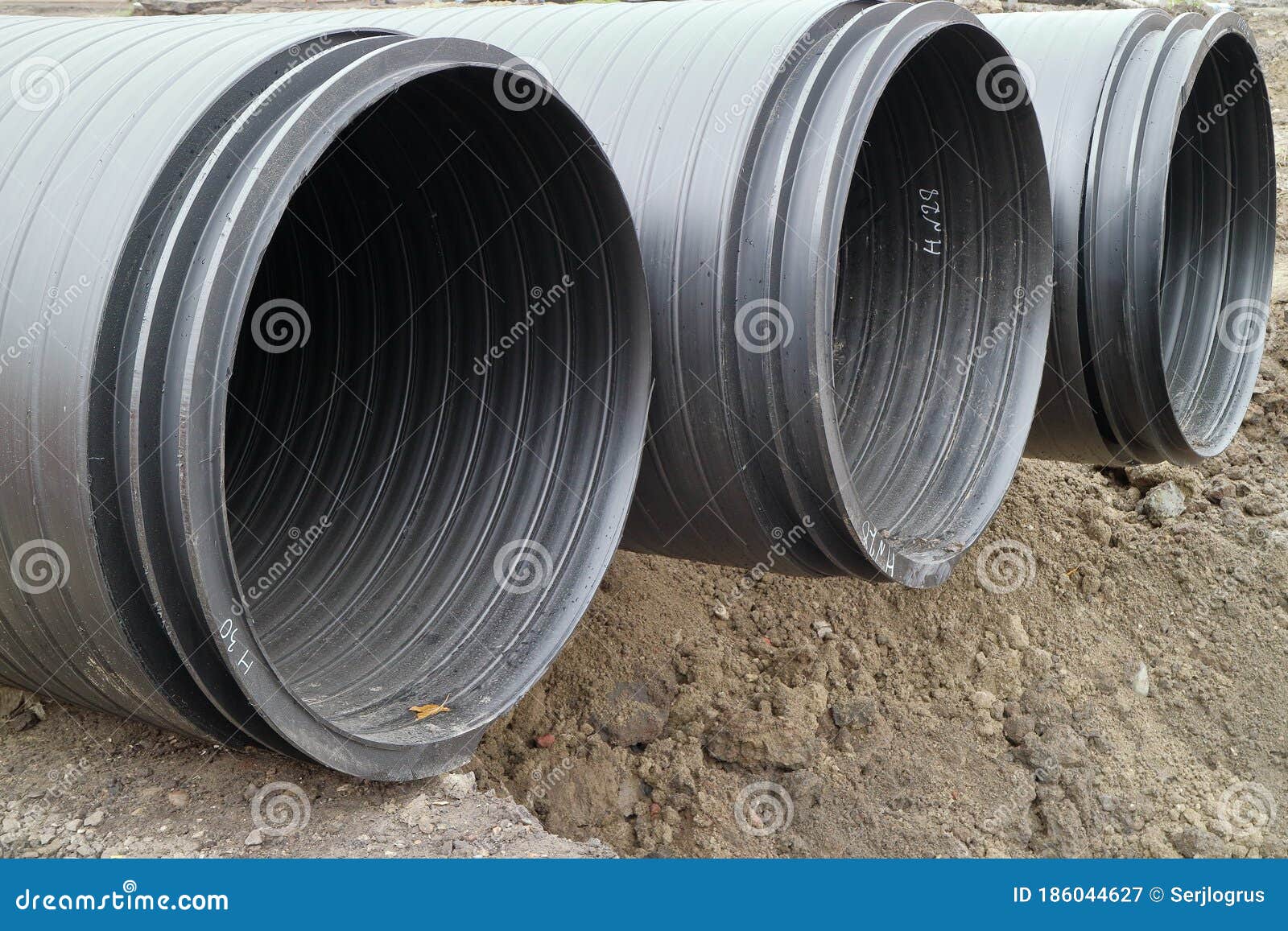Plastic Building Pipes of Large Diameter. Stock Image - Image of ...