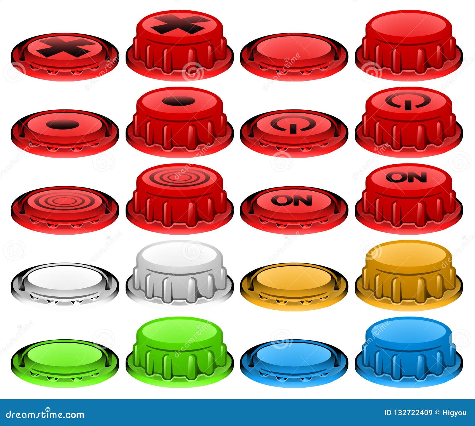 Plastic Button Press Icon Set Stock Vector - Illustration of target ...