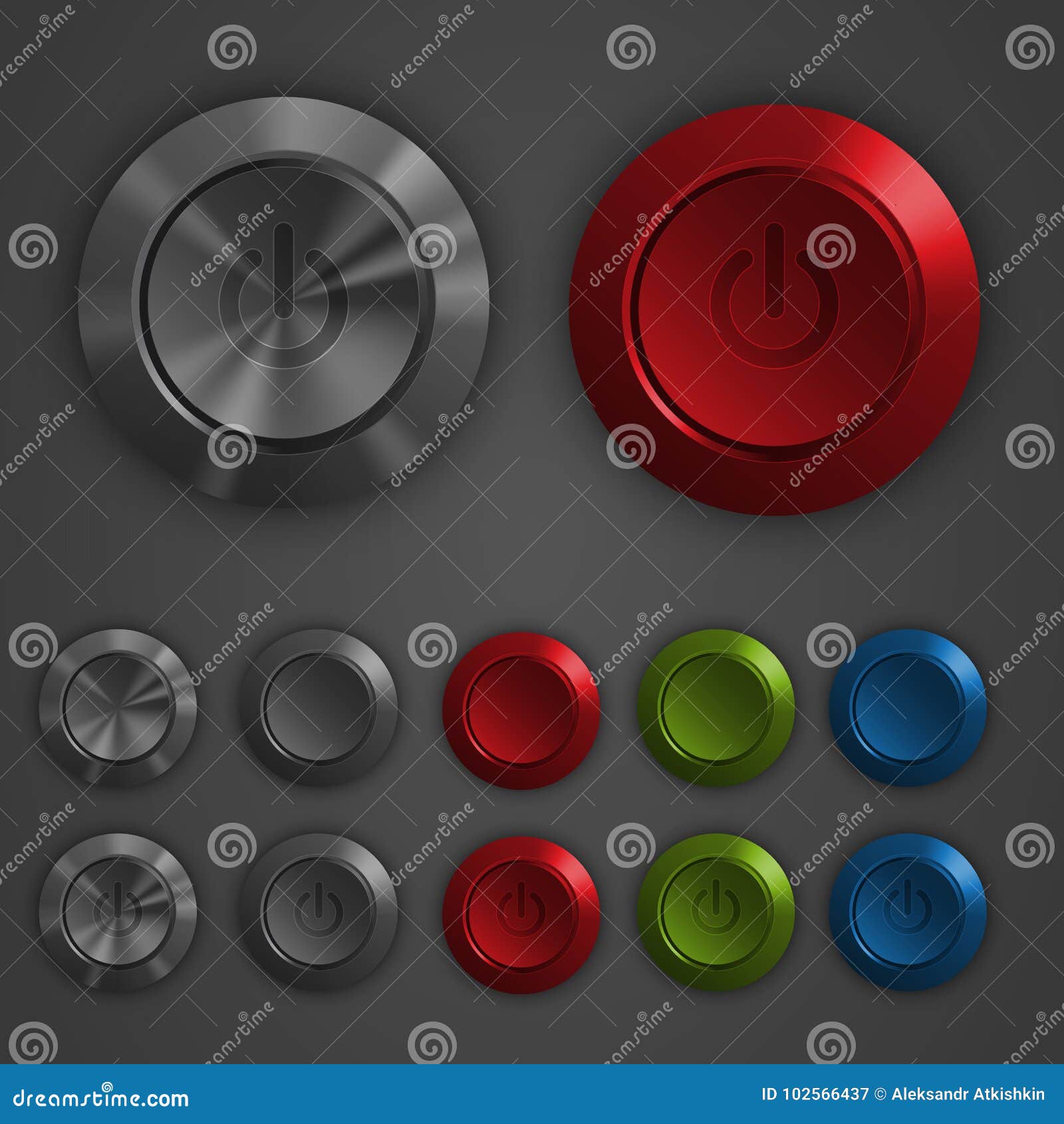 Plastic button set stock vector. Illustration of glow - 102566437