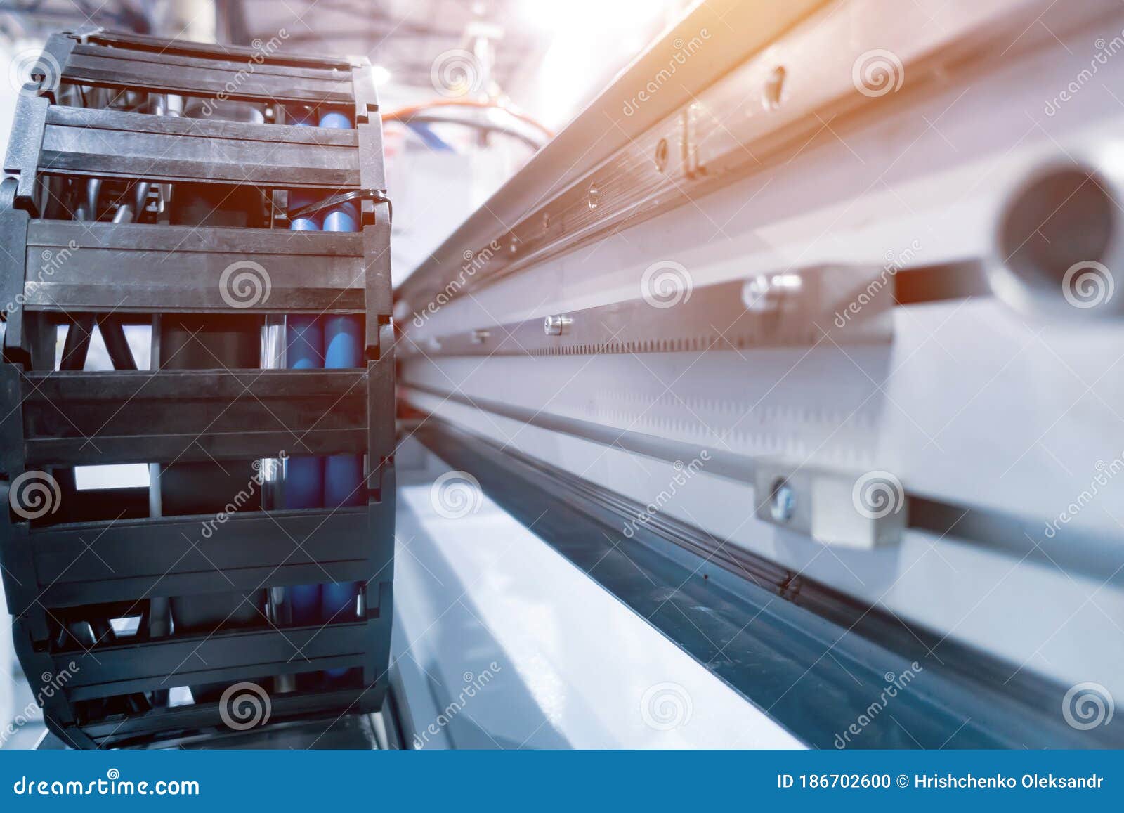 Plastic Cable Chain of Electrical Wires in the Machine Stock Photo ...