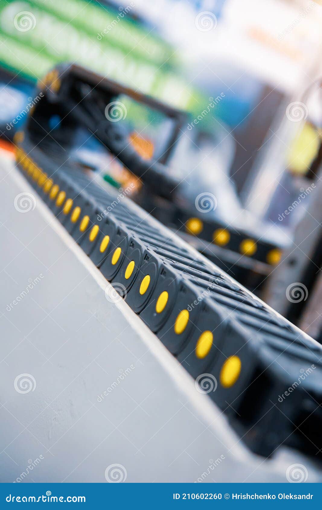 Plastic Cable Chain of Electrical Wires in the Machine Stock Photo ...