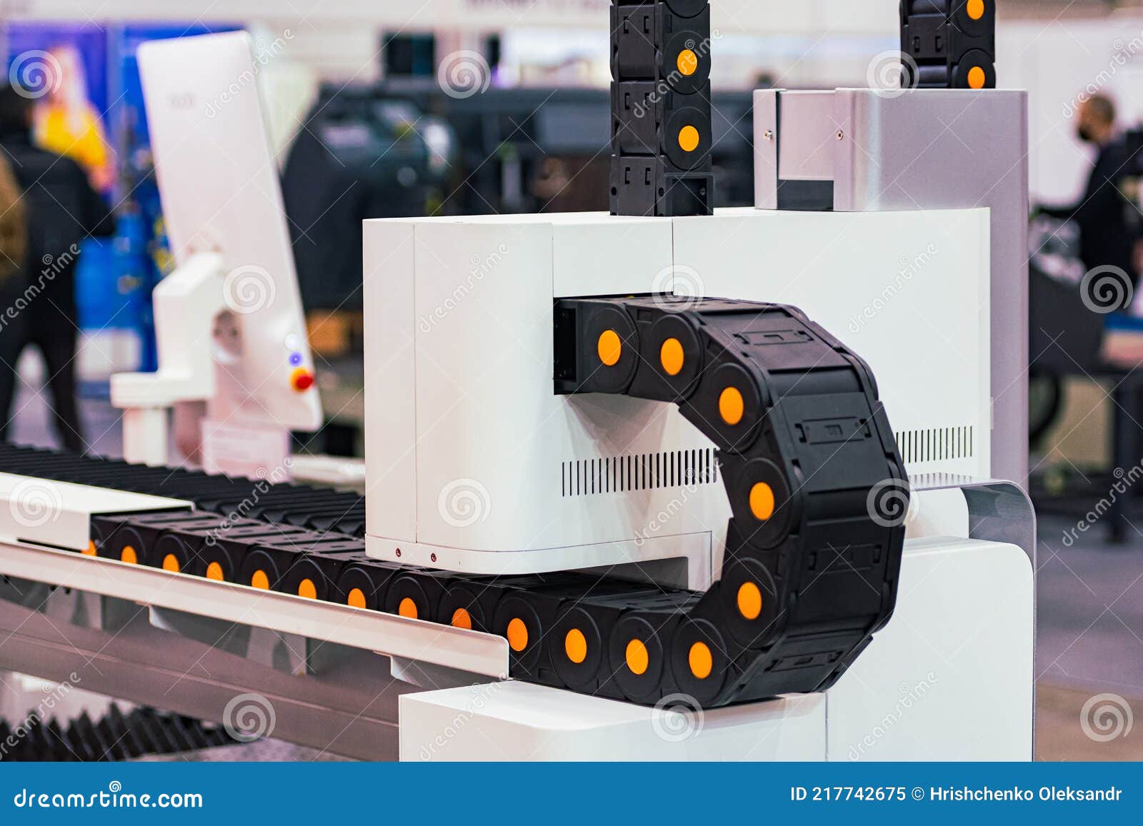 Plastic Cable Chain of Electrical Wires in the Machine Stock Image ...