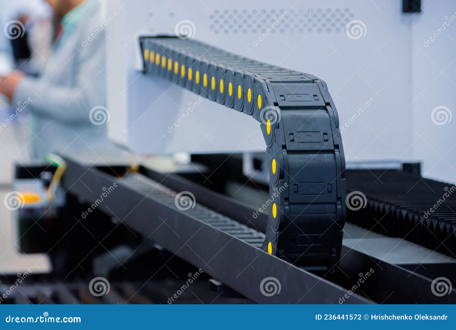 Plastic Cable Chain of Electrical Wires in the Machine. an Example of a ...