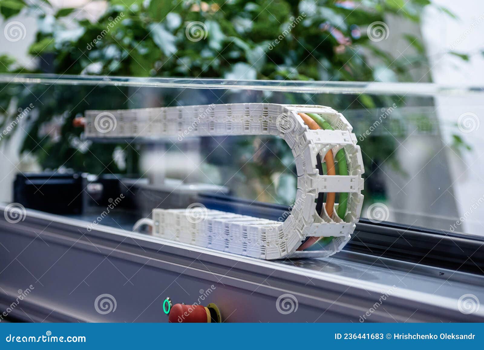 Plastic Cable Chain of Electrical Wires in the Machine. an Example of a ...