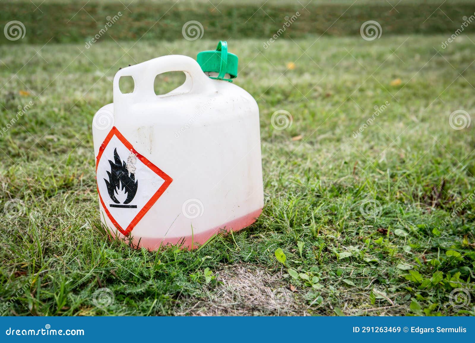 Plastic Can in Cut Grass. Fire Danger Sign Stock Image - Image of ...