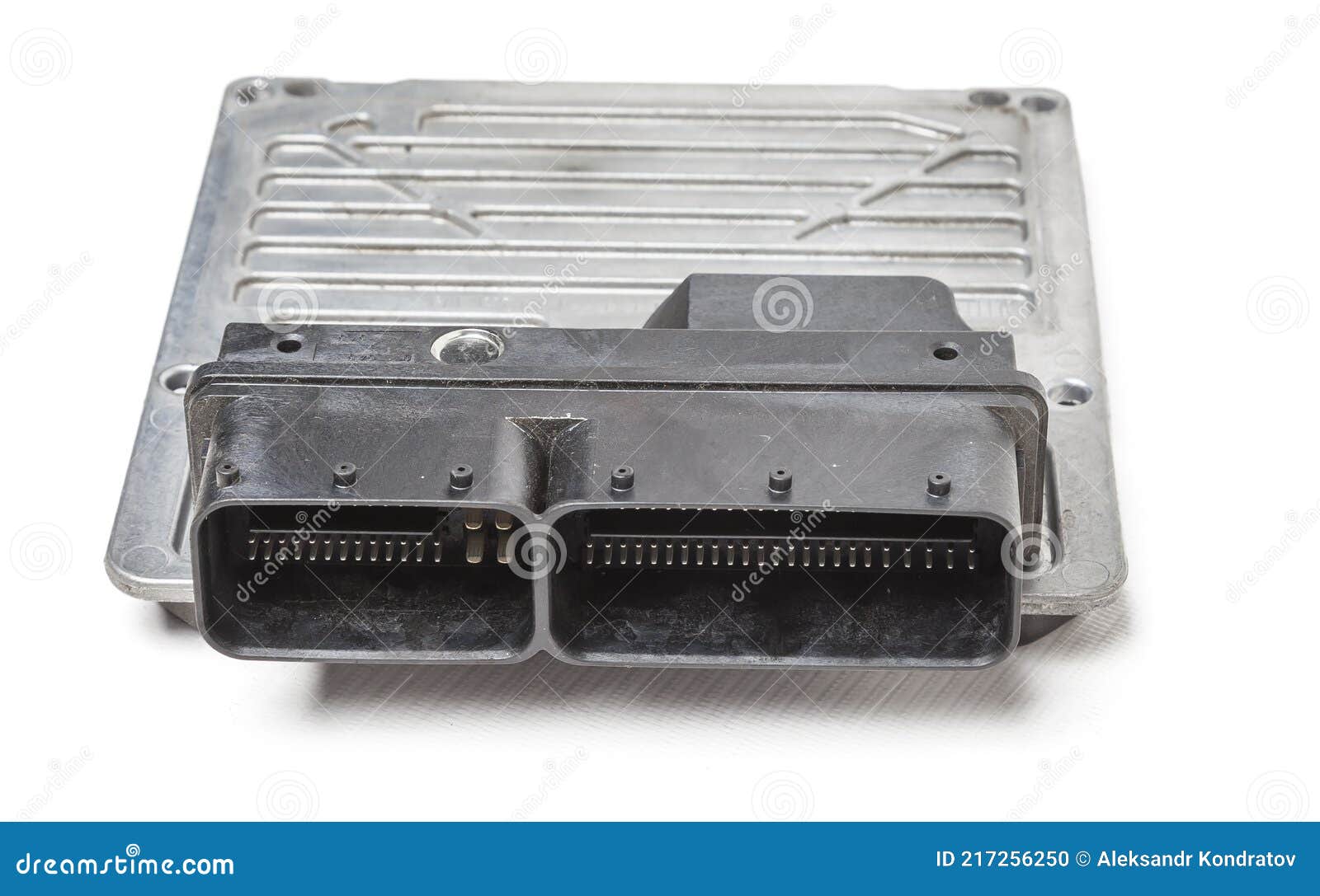 Plastic Car Engine Control Unit with Metal Elements on a White ...