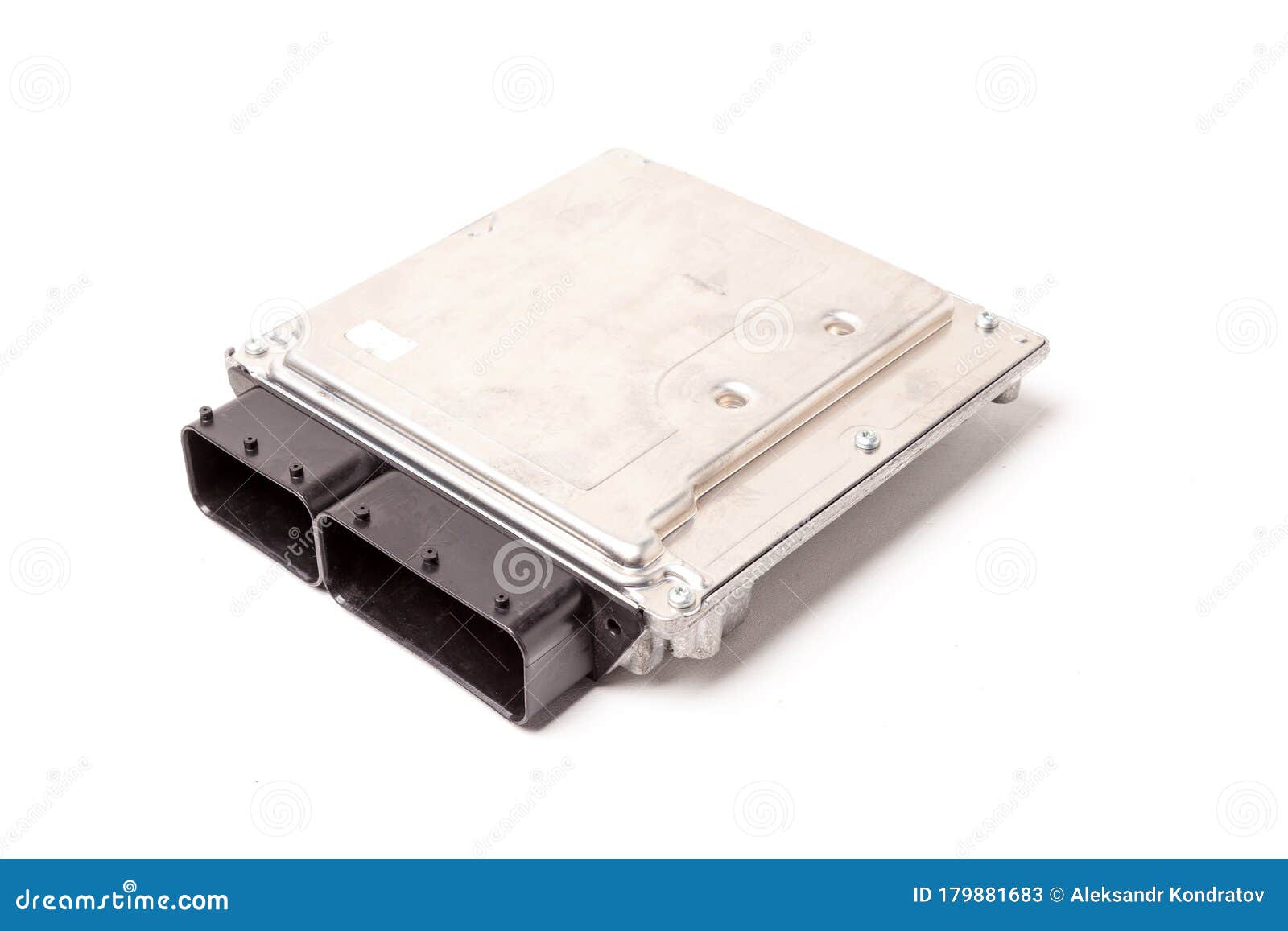 Plastic Car Engine Control Unit with Metal Elements on a White Isolated ...