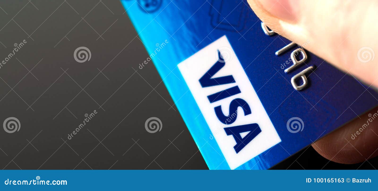 VISA card in hand editorial stock photo. Image of closeup - 100165163