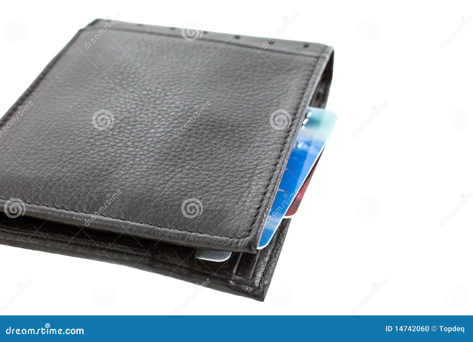 Plastic Cards in Black Leather Wallet Stock Photo - Image of card ...