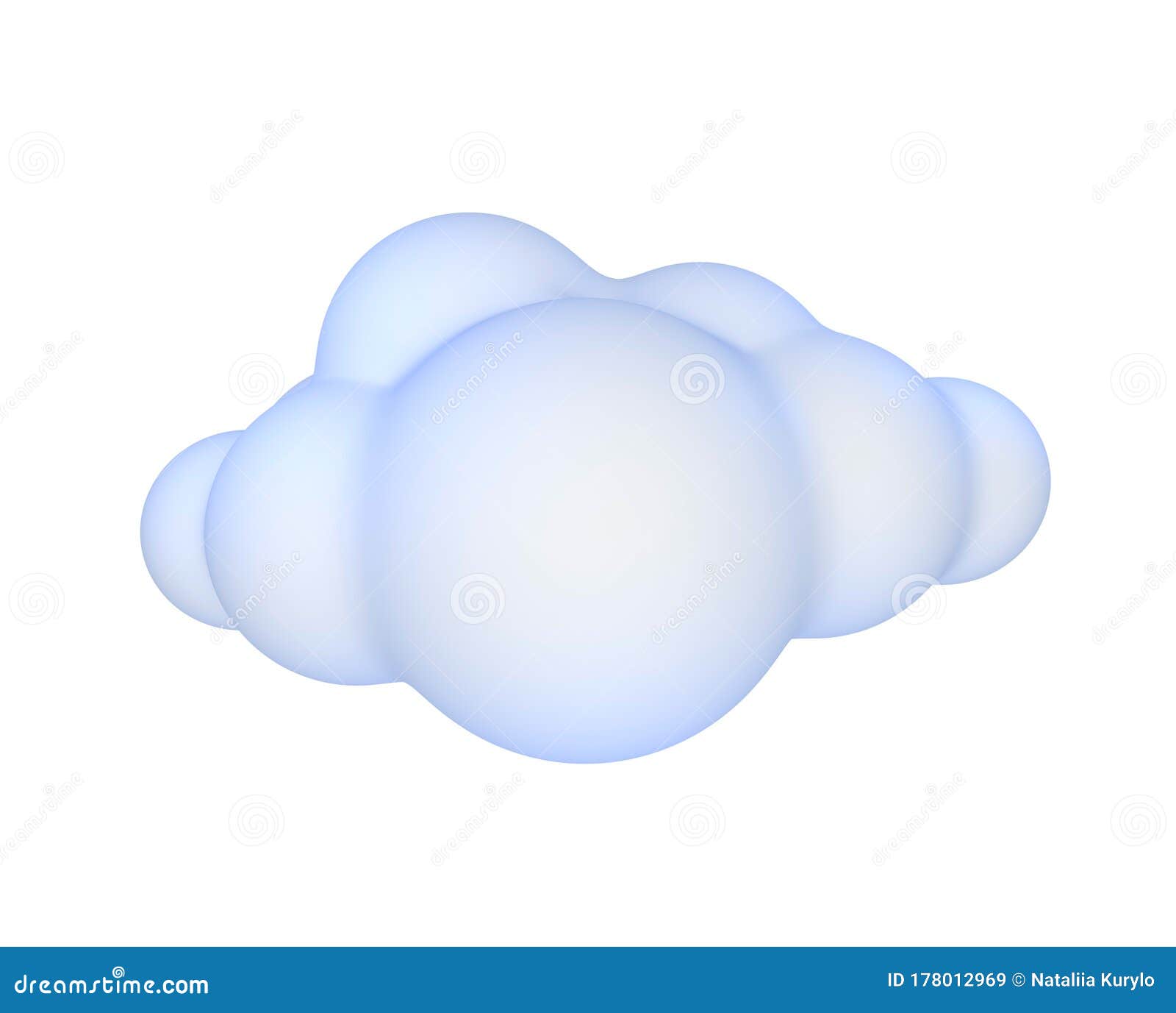 Plastic Cartoon Blue Cloud, Icon, 3d Render Stock Illustration ...