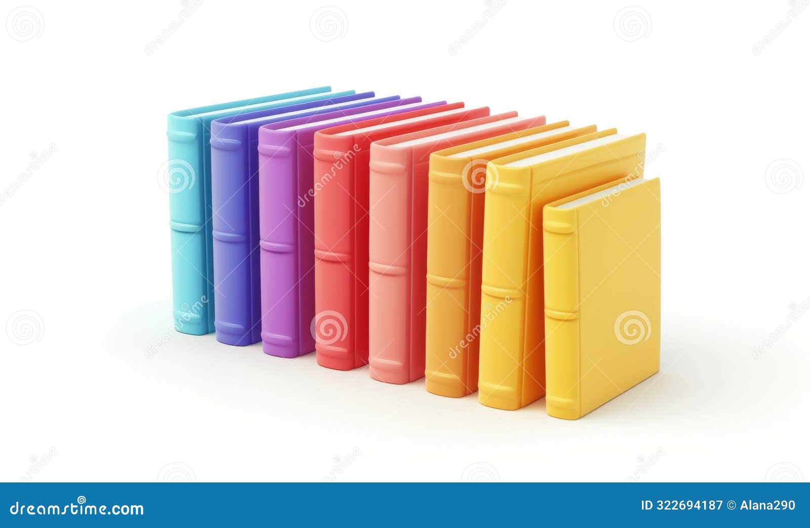 Plastic Cartoon Style 3D Books Isolated on White Background Stock ...