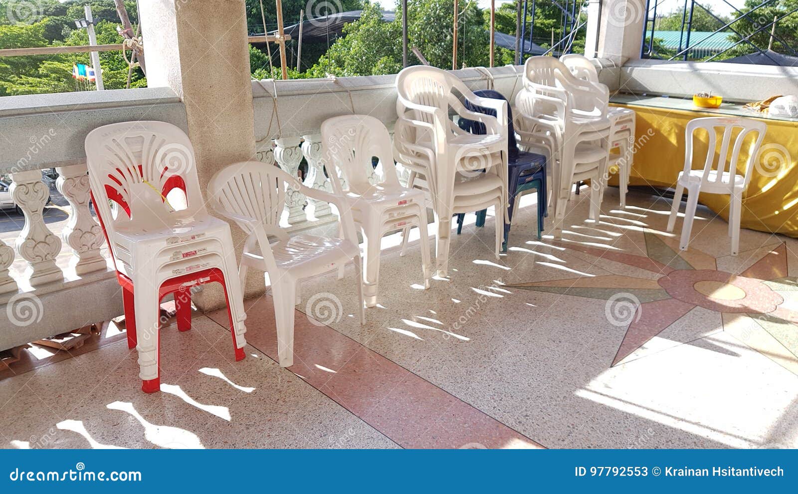 Plastic chairs stock image. Image of arrangement, shadow - 97792553