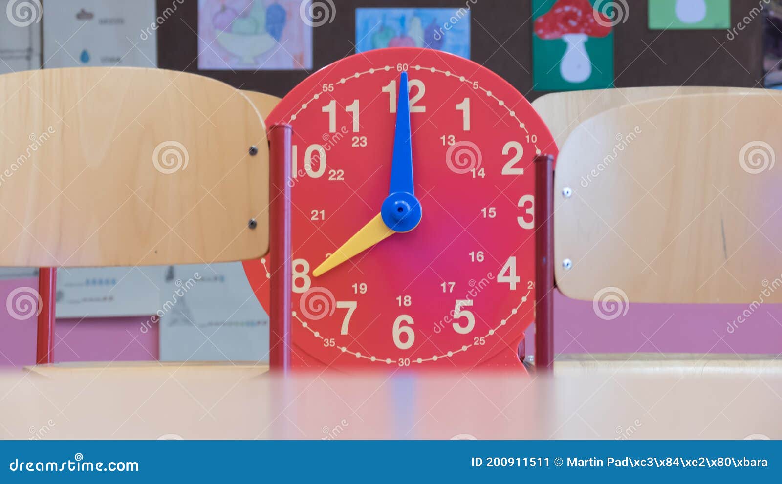 Plastic Children`s Analog Clock in the Classroom for Interactive ...