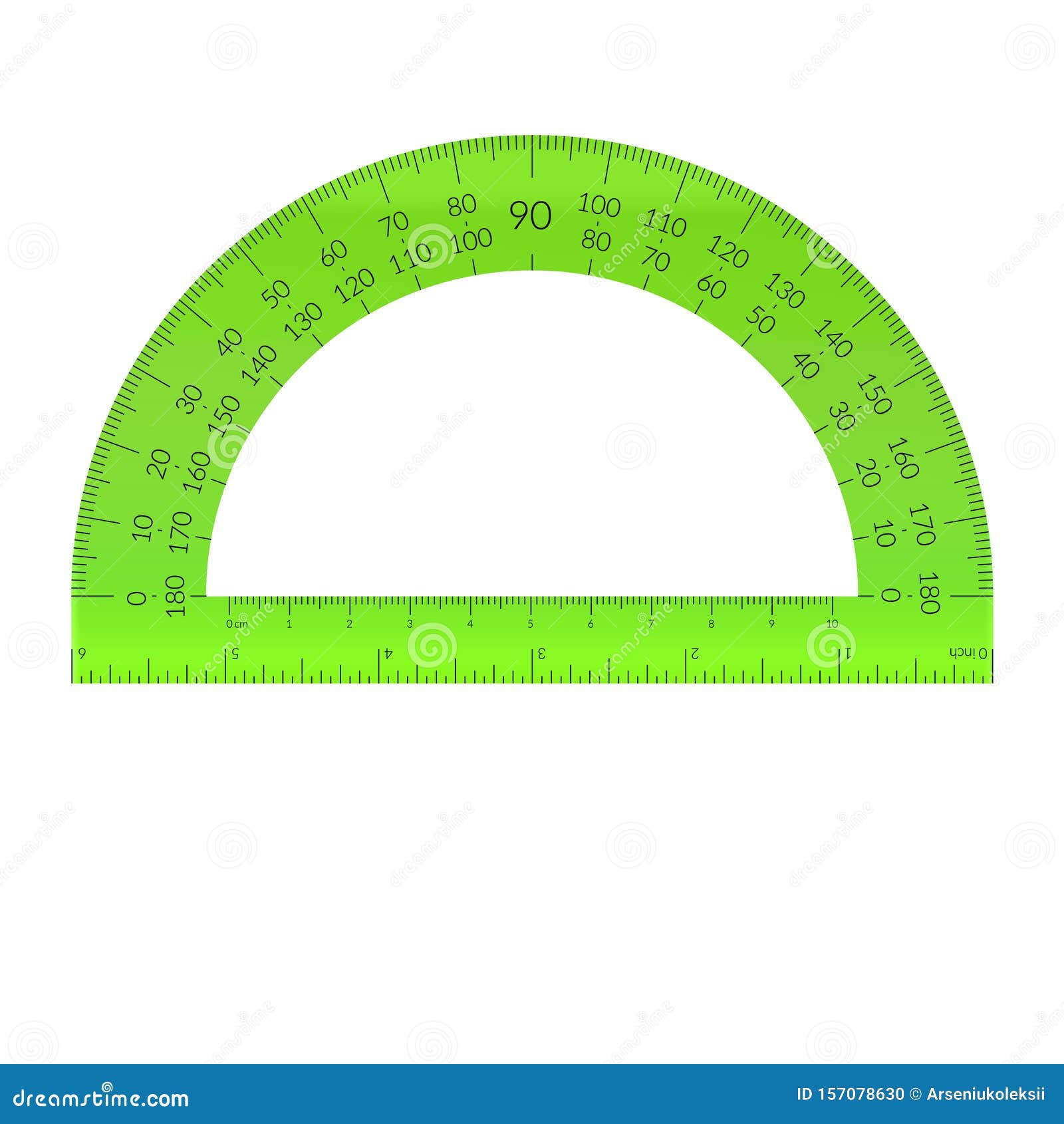 Plastic Circular Protractor With A Ruler Vector Illustration ...