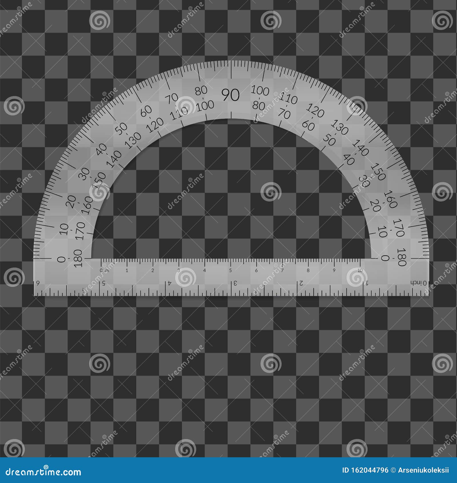 Plastic Circular Protractor With A Ruler Vector Illustration ...
