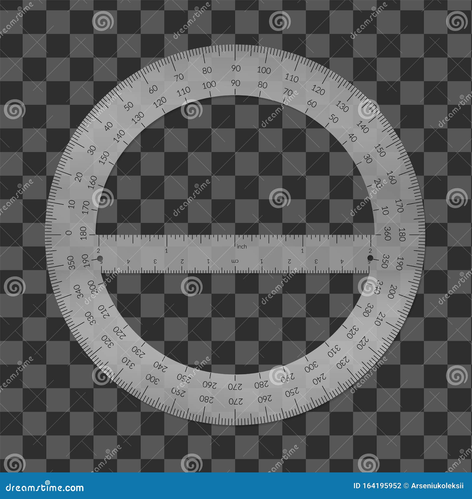 Plastic Circular Protractor with a Ruler Stock Vector - Illustration of ...