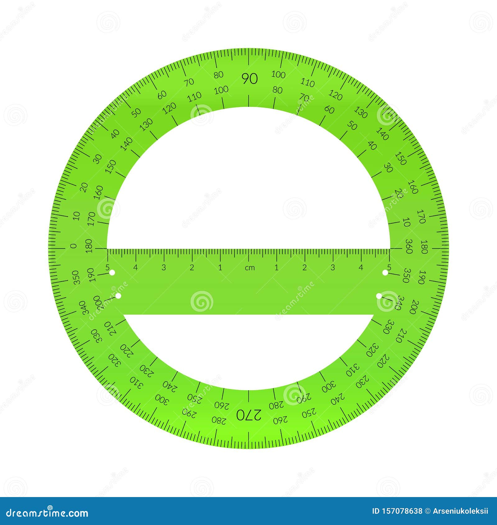 Plastic Circular Protractor with a Ruler Stock Vector - Illustration of ...