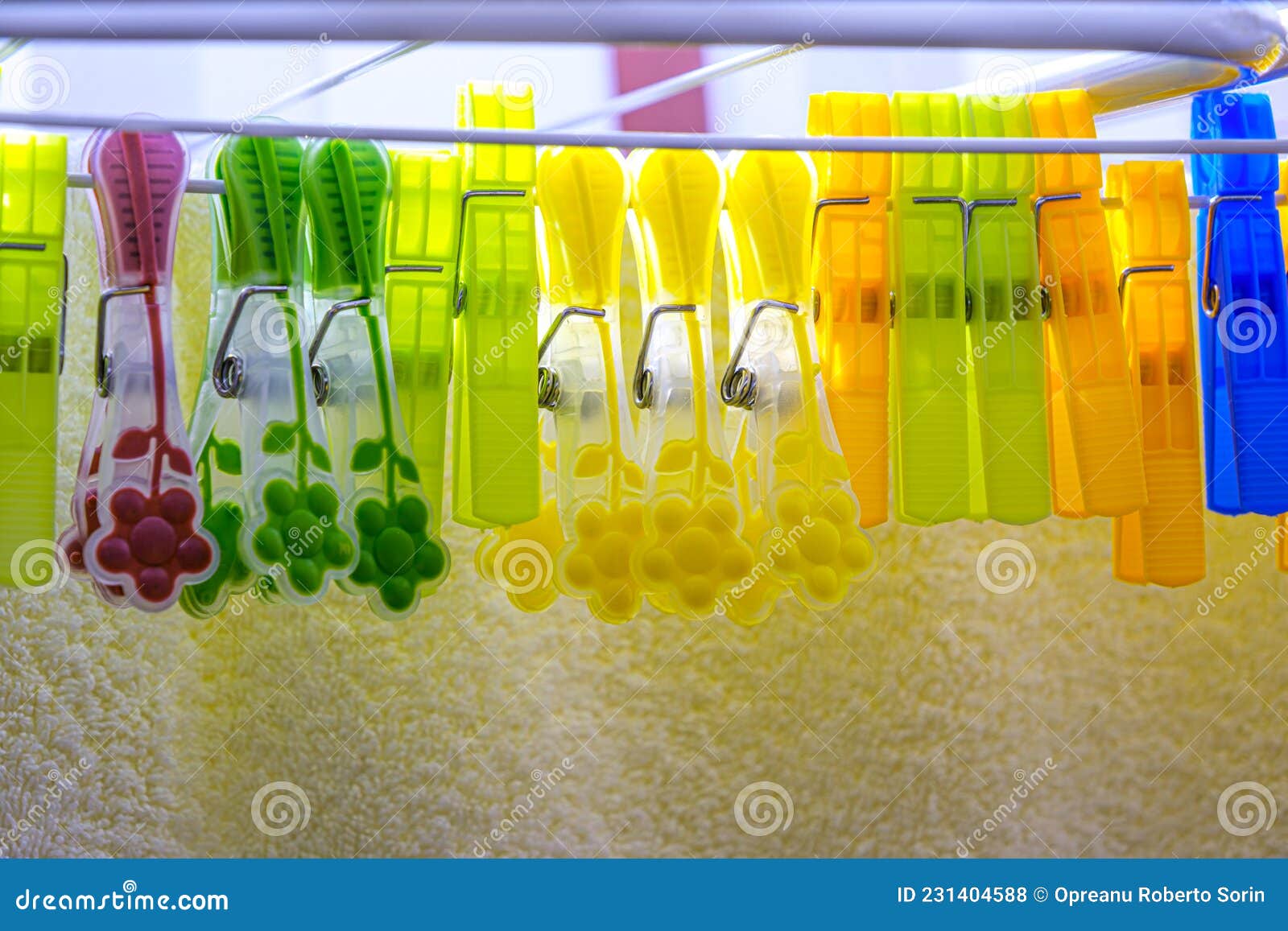 Plastic Clothes Clips Laundry Hooks Stock Photo - Image of clothing ...