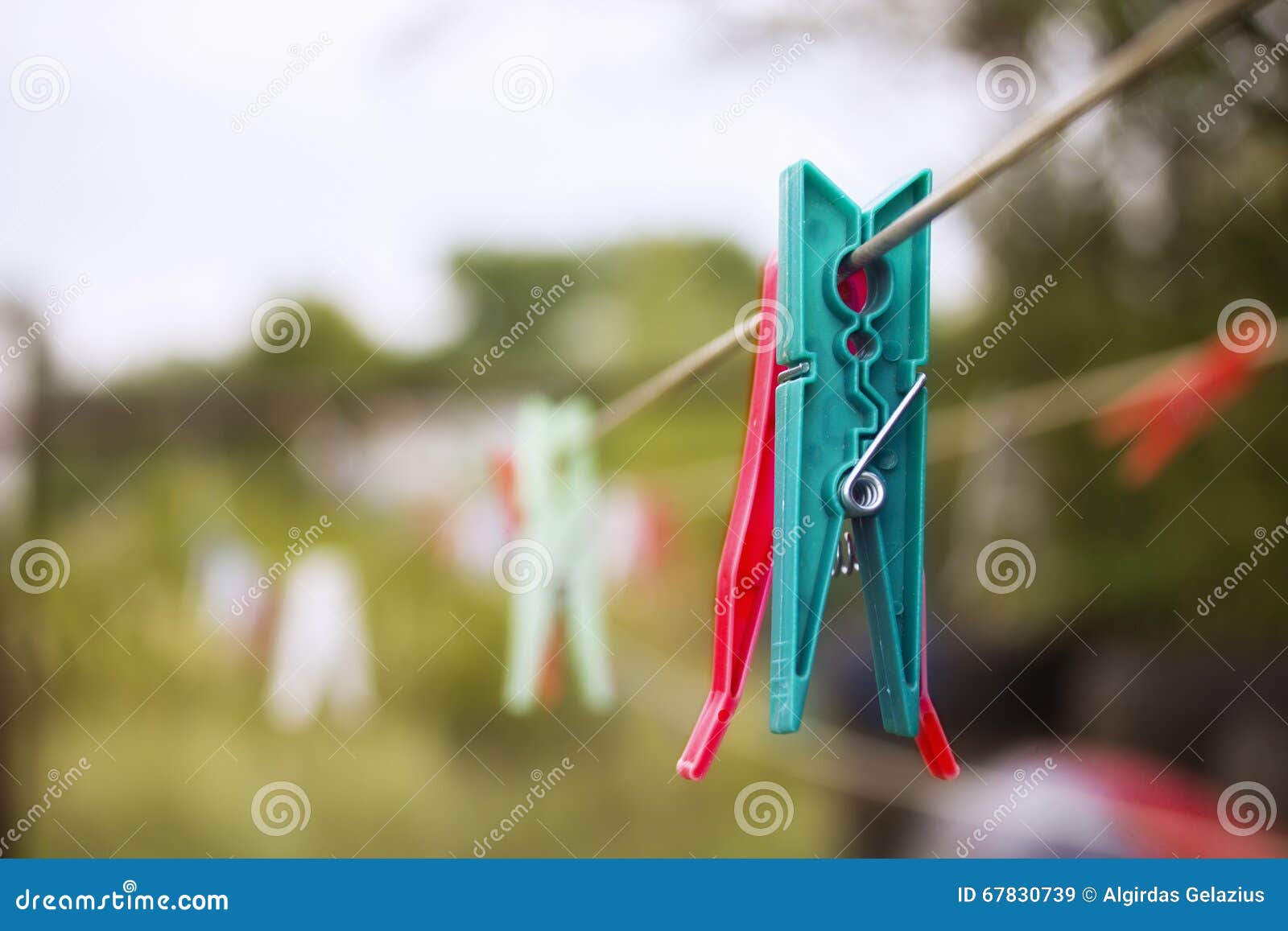 Plastic Clothespin Hanging on a Rope Stock Image - Image of close, wash ...