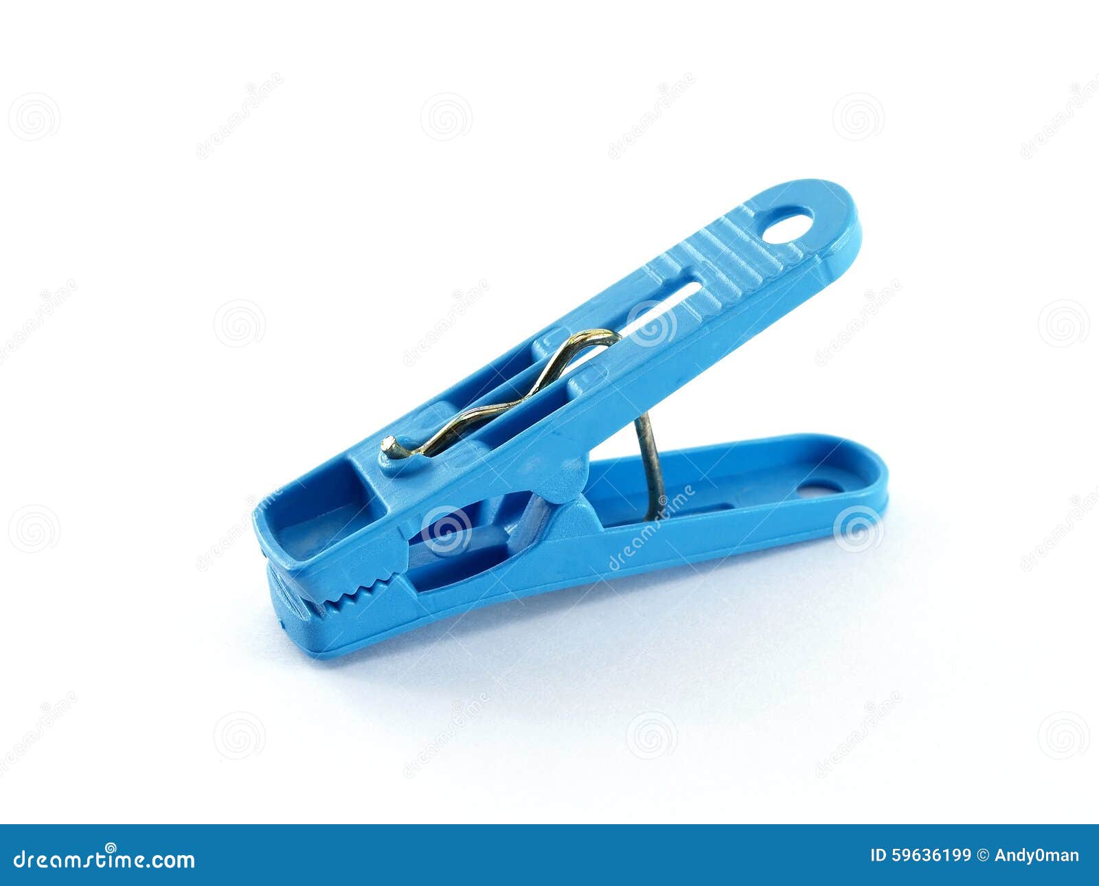 Close-up Single Blue Clothespin Isolated on White Background Stock ...