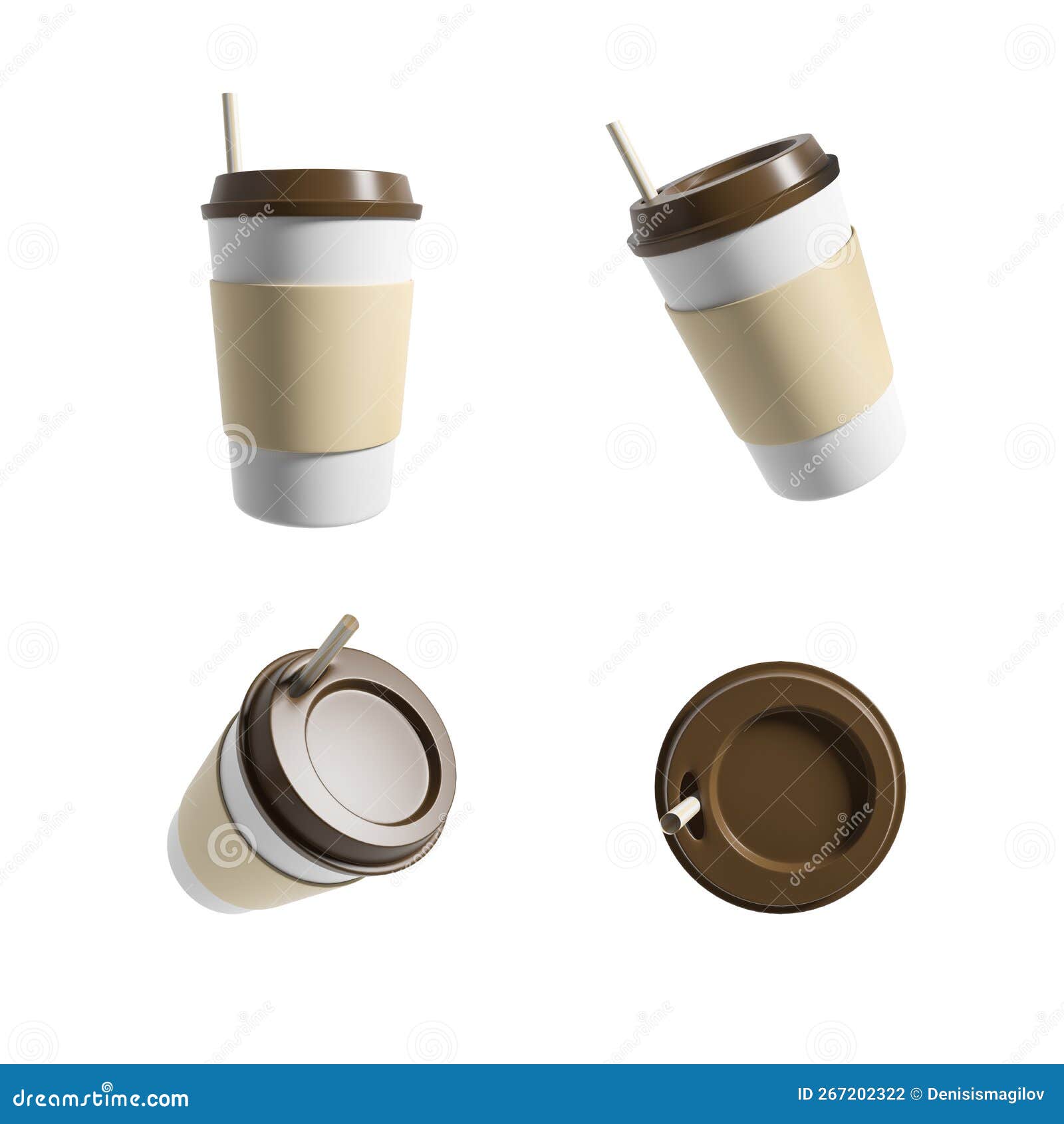 Plastic Coffee Cup from Different Angles, Mockup Stock Illustration ...