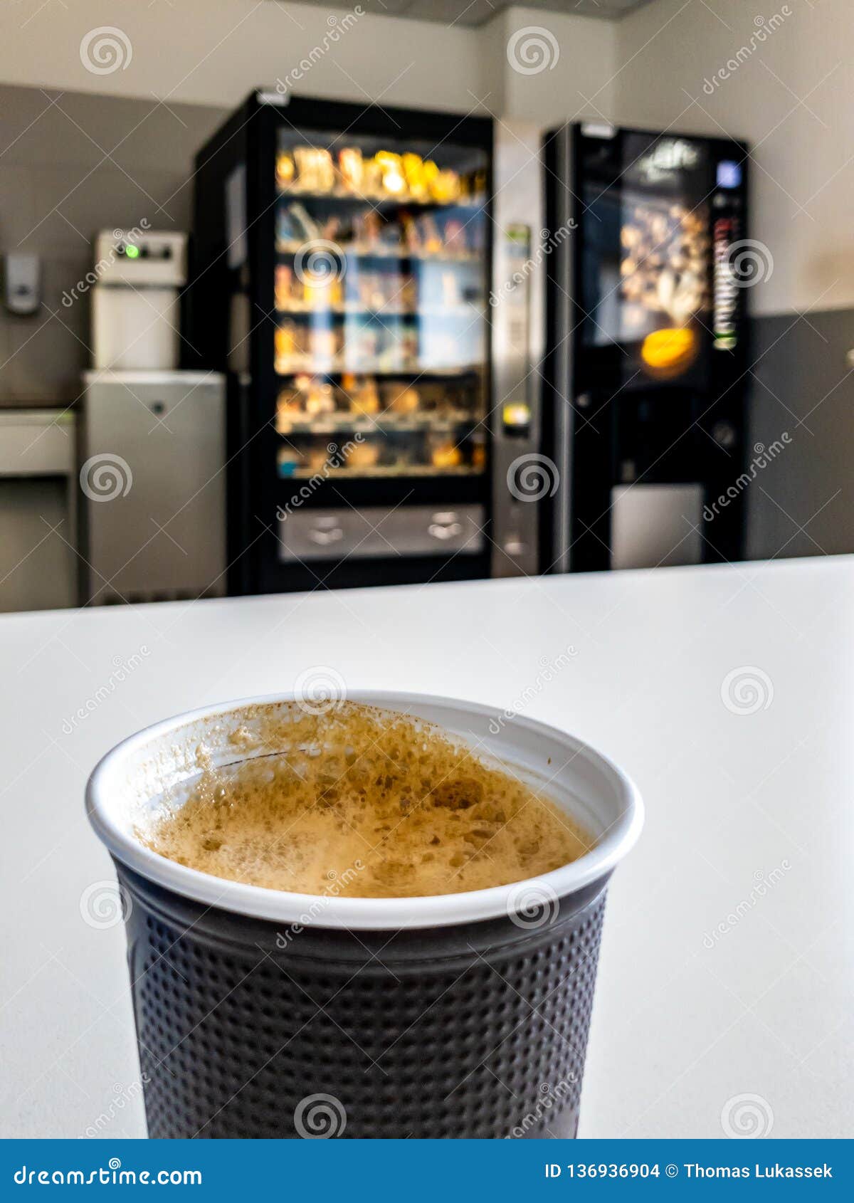 Plastic Coffee Cup of Vending Machine Standing on Table Stock Photo ...