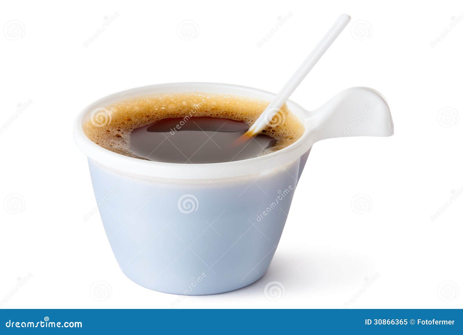 Plastic Coffee Mug with a Spoon Stock Image - Image of drink, white ...