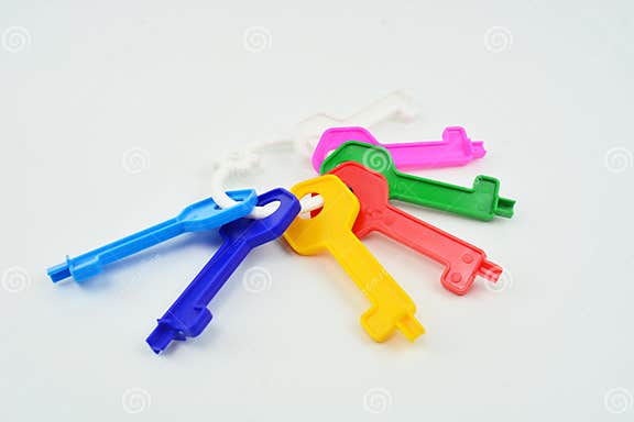 Plastic Color Keys on White Background Stock Image - Image of product ...