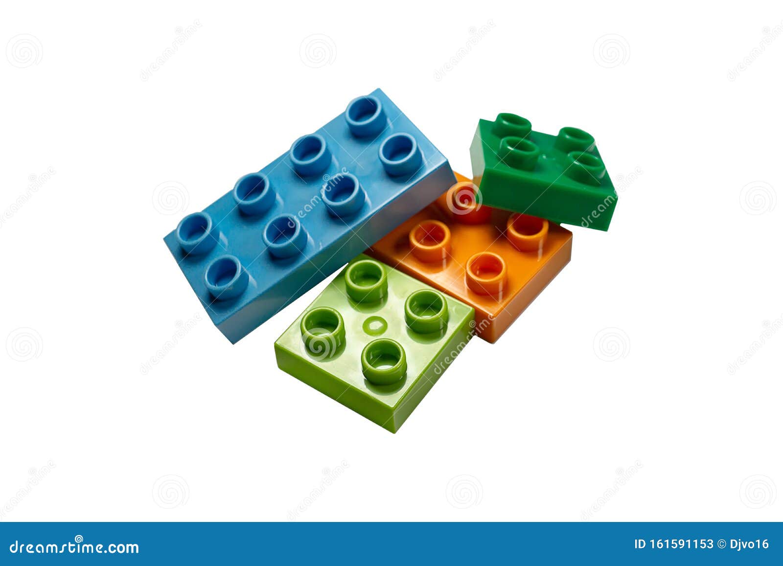 Plastic Colorful Building Blocks, Isolated on White Stock Image - Image ...