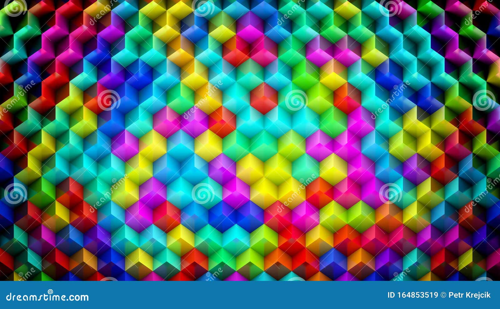 Plastic Colorful Cubes Background in Orthographic View - 3D ...