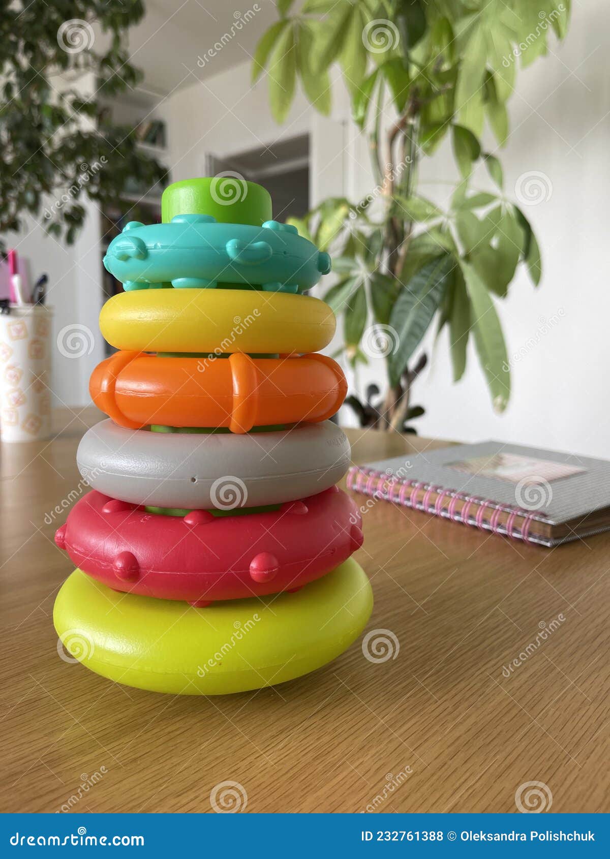 Plastic Colorful Stacking Rings Toy Stock Photo - Image of figure, game ...
