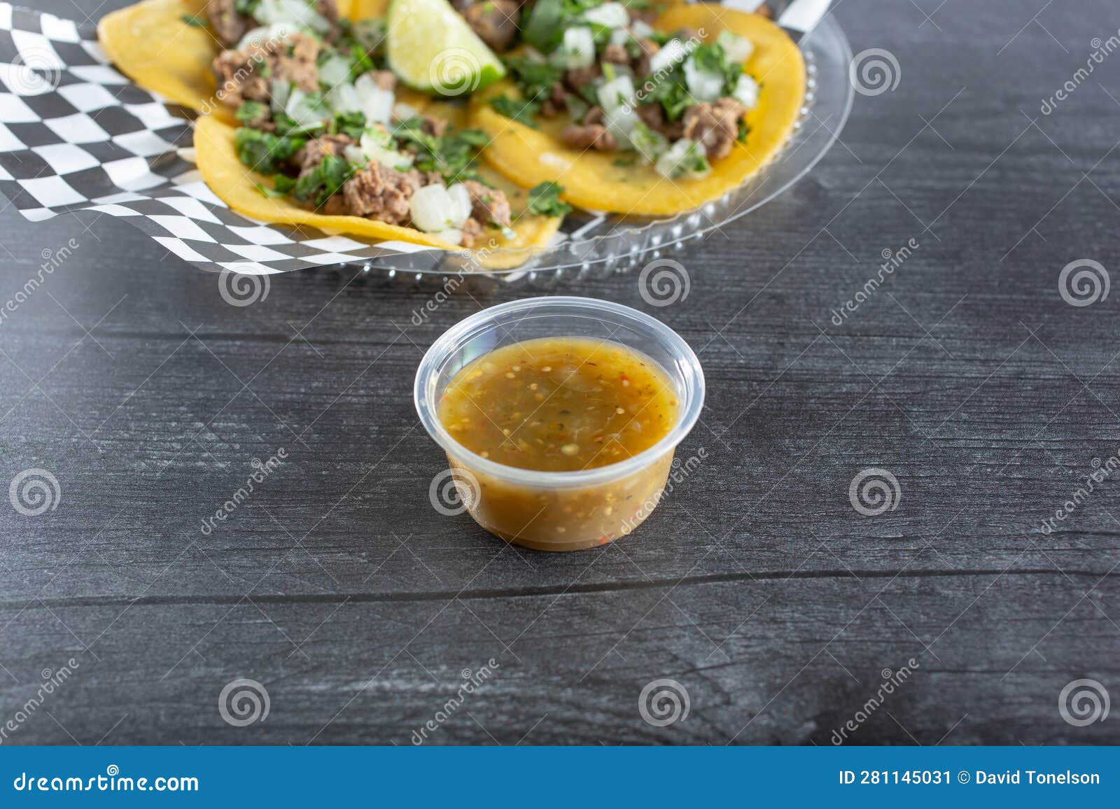 Plastic Condiment Cup of Green Salsa Stock Image - Image of pepper ...