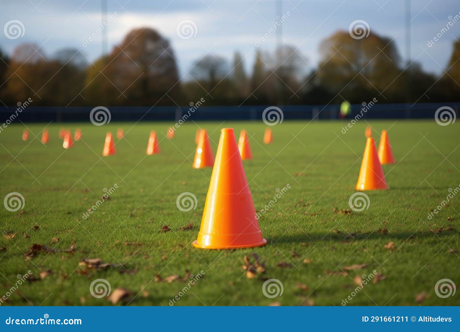 Plastic Cones Marking Training Field on a Sports Ground Stock Image ...