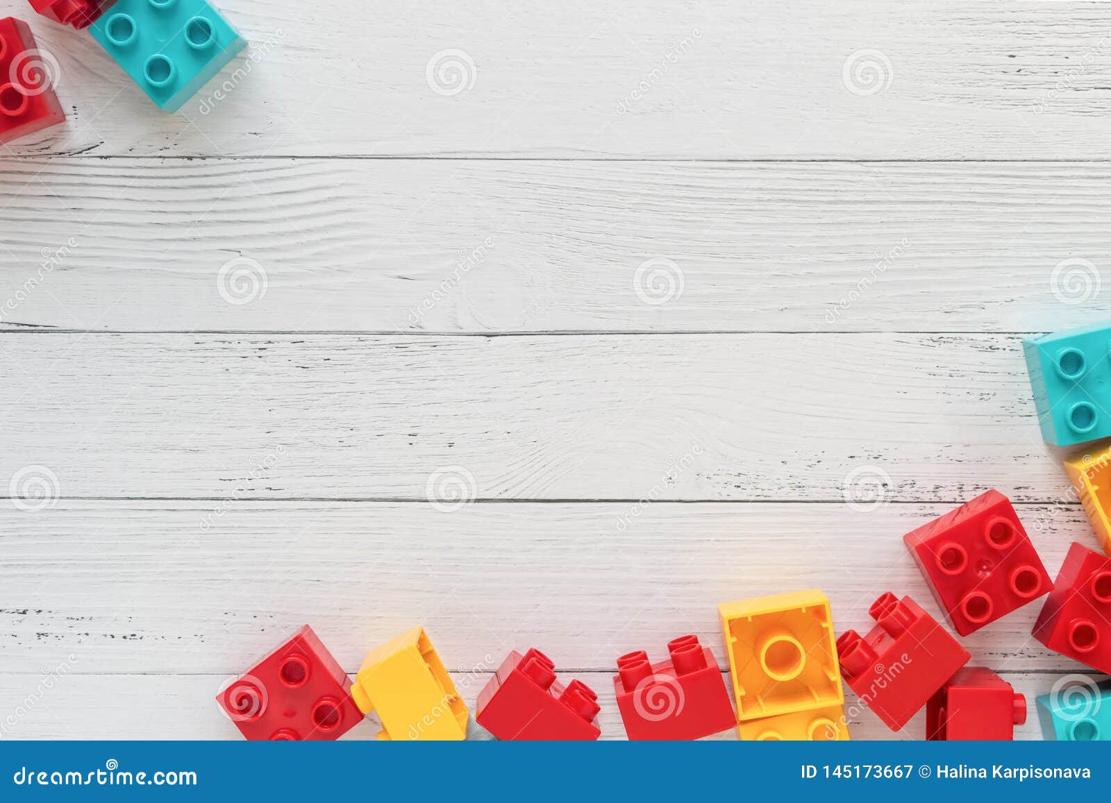 Lego Background. Bunch Of Colorful Plastick Constructor Bricks On White ...