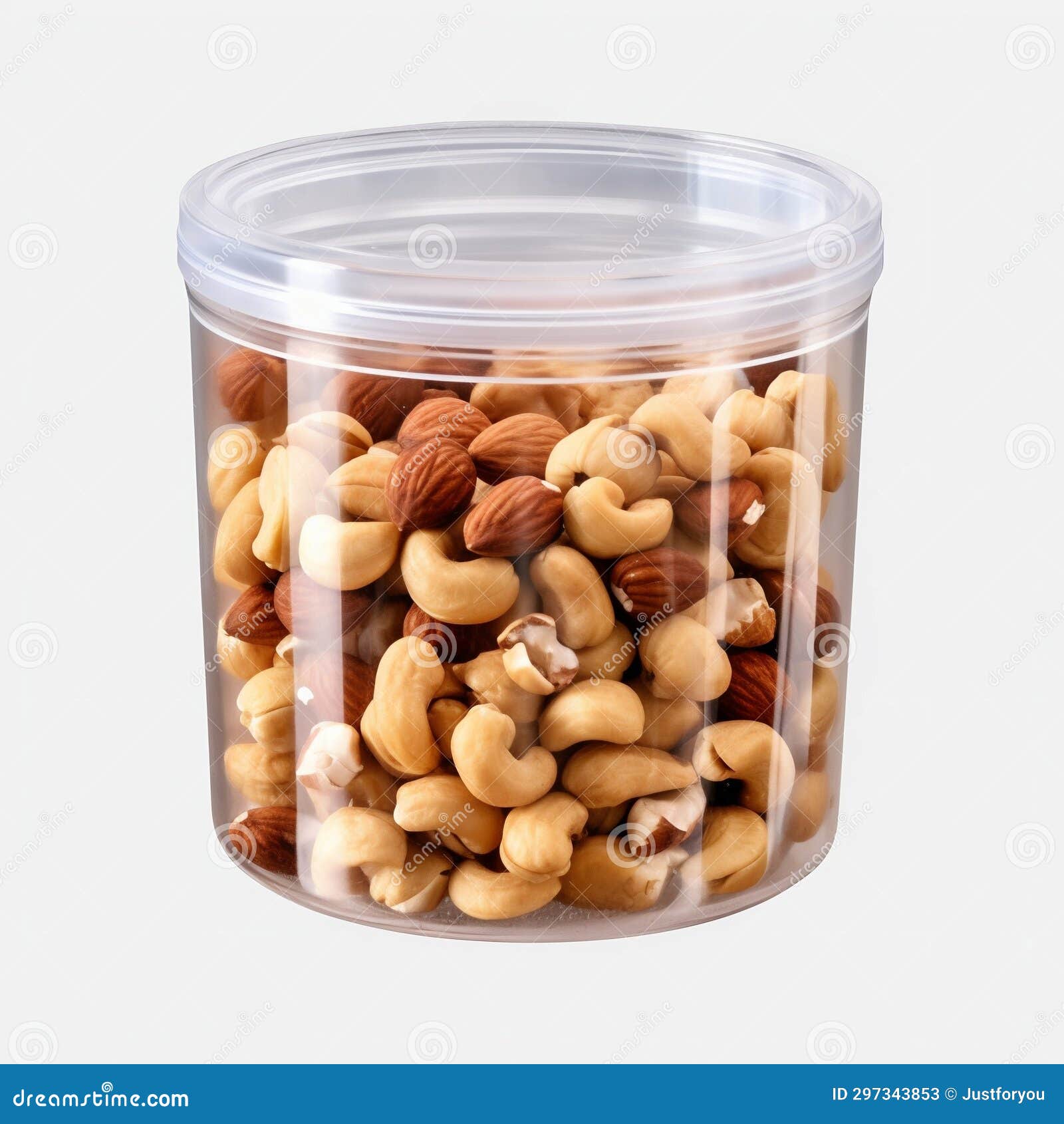 Plastic Container with Assorted Nuts Isolated on White Background ...