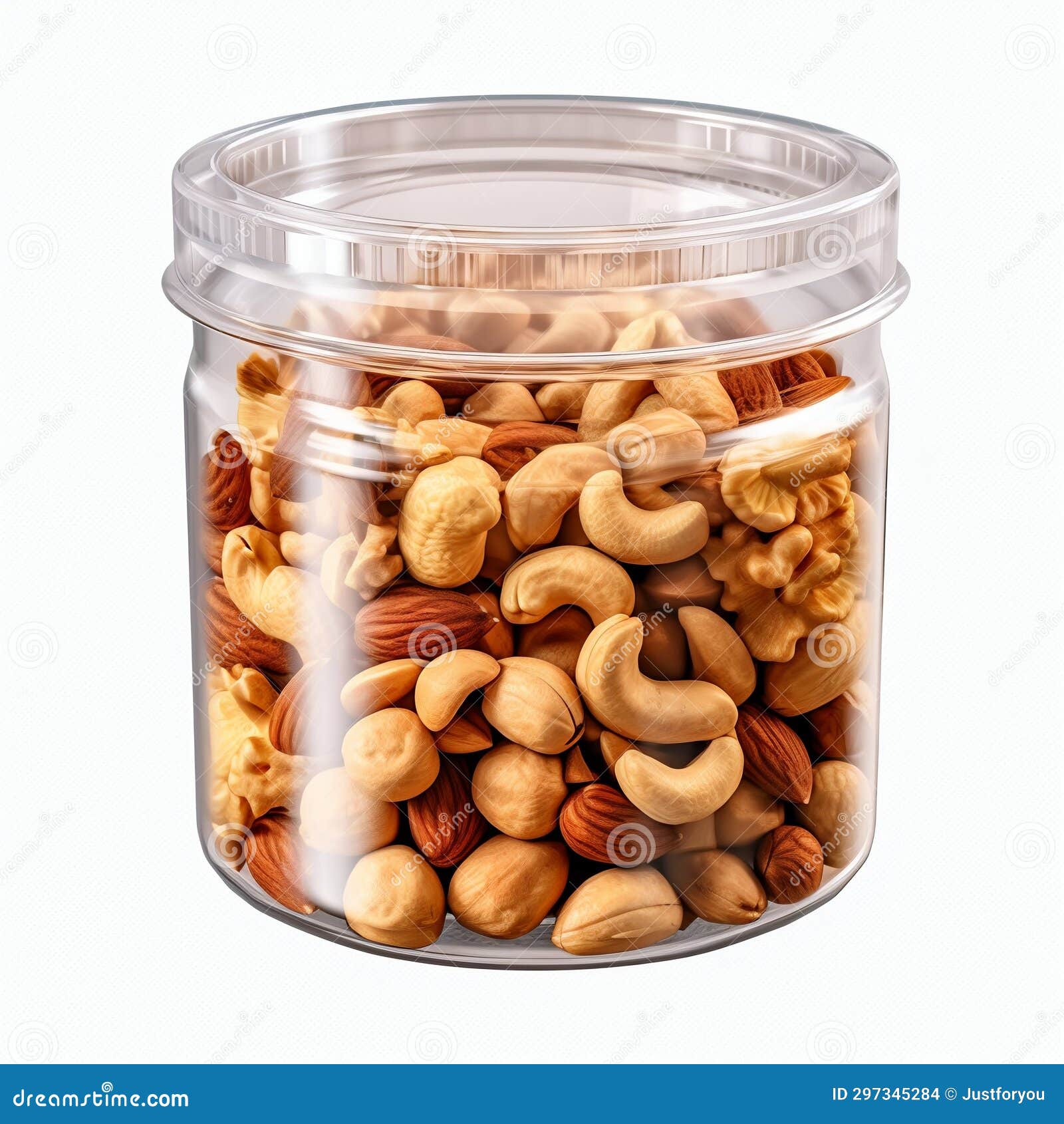 Plastic Container with Assorted Nuts Isolated on White Background ...