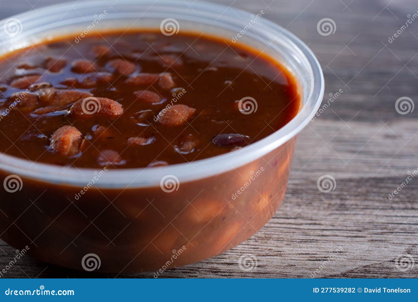 Plastic Container of Baked Beans, BBQ Stock Photo - Image of menu, dish ...