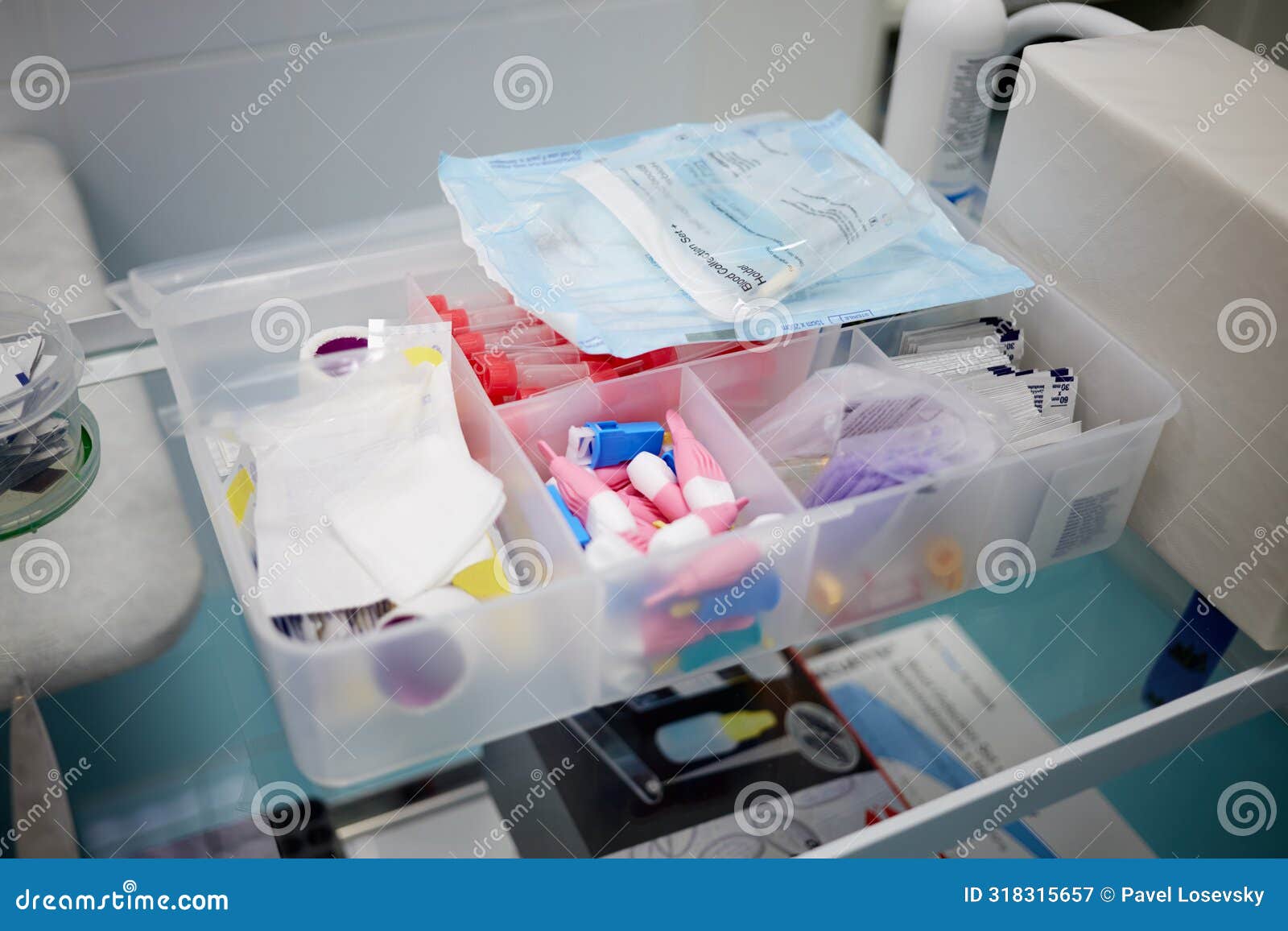 Plastic Container with Blood Collection Sets and Stock Image - Image of ...