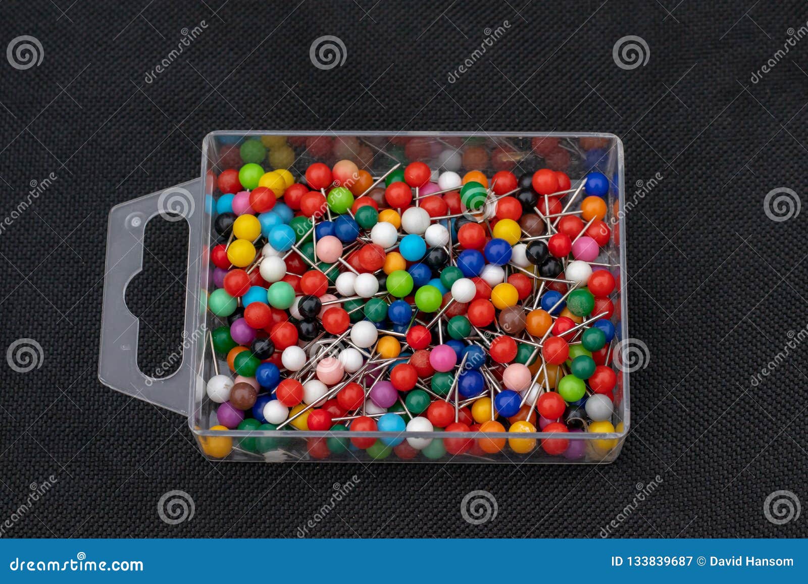 Box of colored map-pins stock image. Image of travel - 133839687