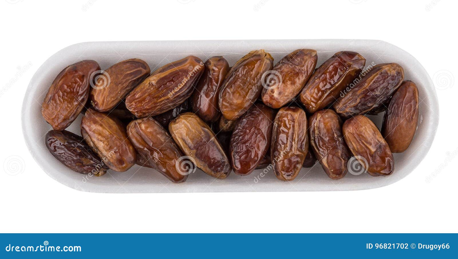 Plastic Container with Dates Tropical Fruits on White Stock Photo ...