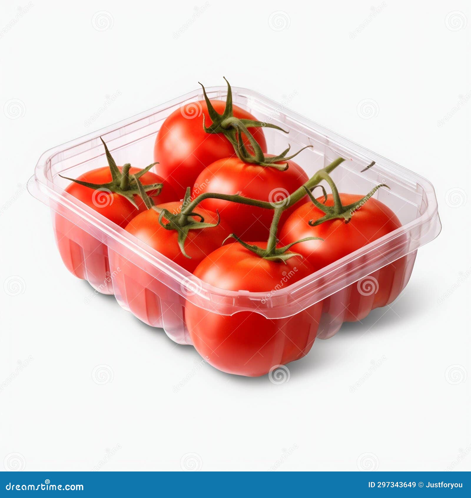 Plastic Container with Fresh Tomatoes Isolated on White Background ...