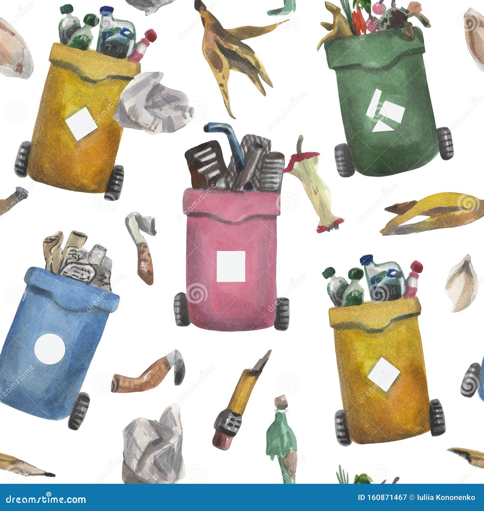 Watercolor Seamless Pattern on the Theme of Environmental Pollution by ...