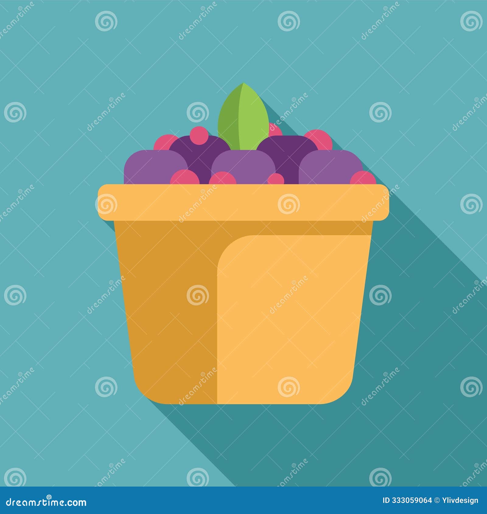 Plastic Container Holding Freshly Picked Blueberries with Green Leaf ...