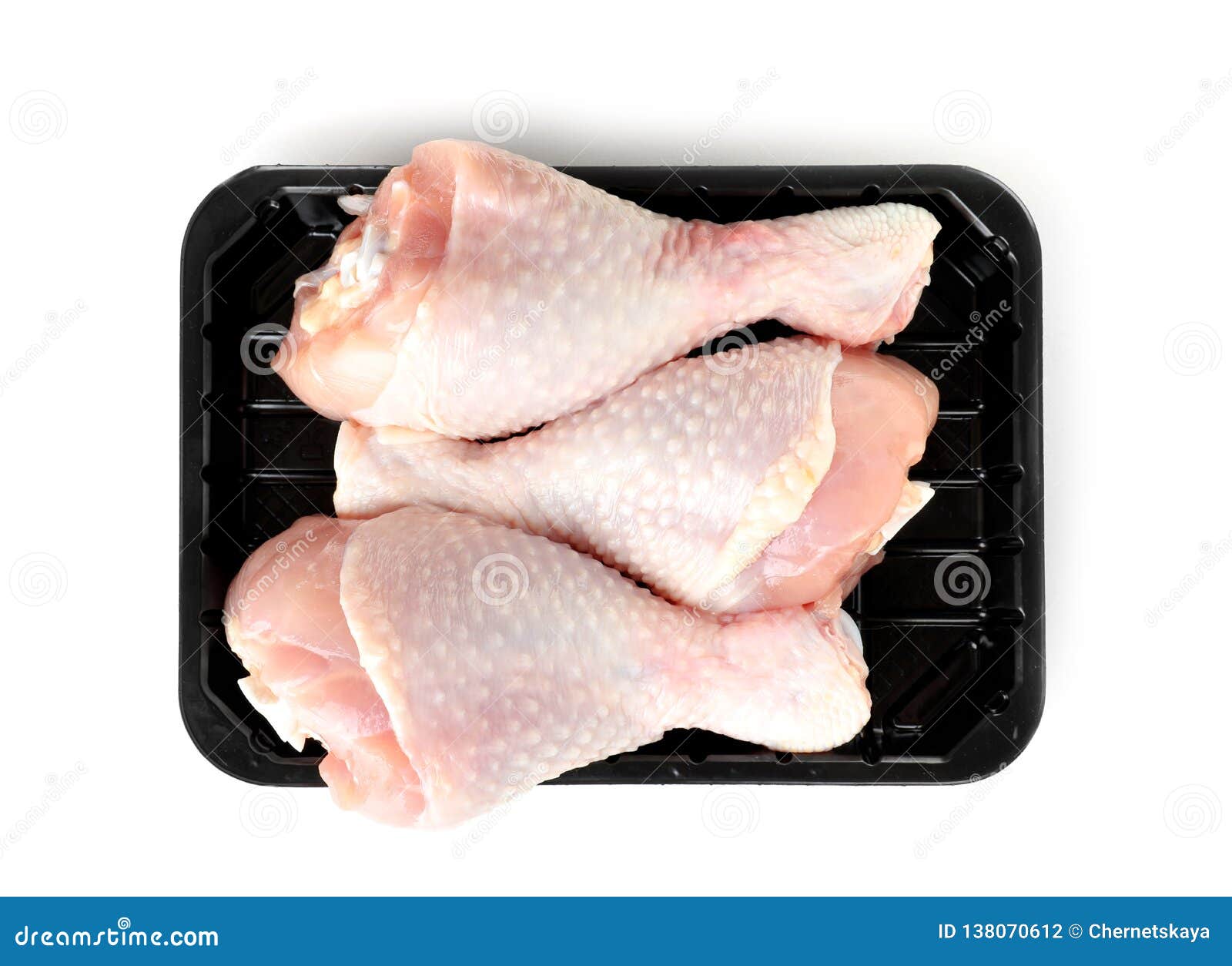 Plastic Container with Raw Chicken Drumsticks on White Background, Top ...