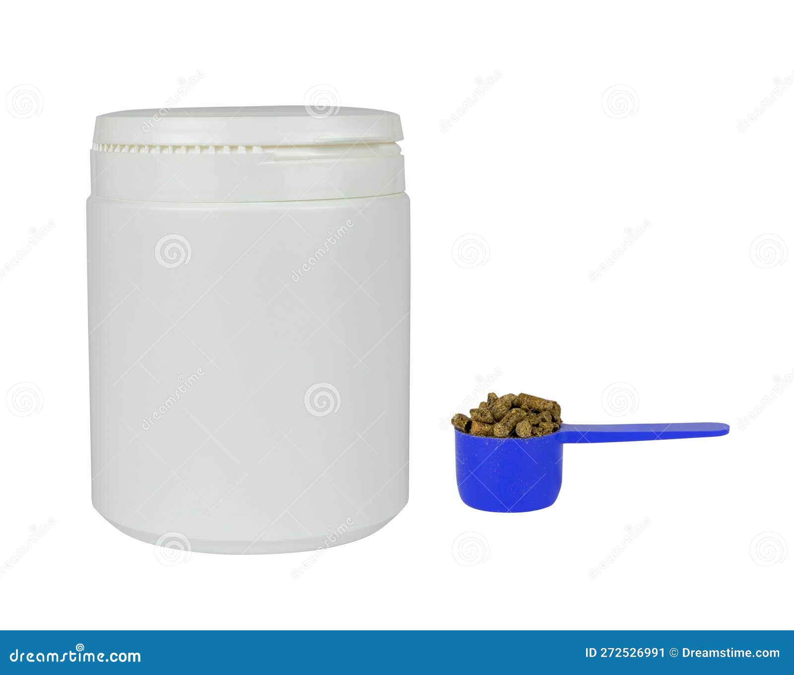 Plastic Container with Scoop Stock Image - Image of blue, branding ...