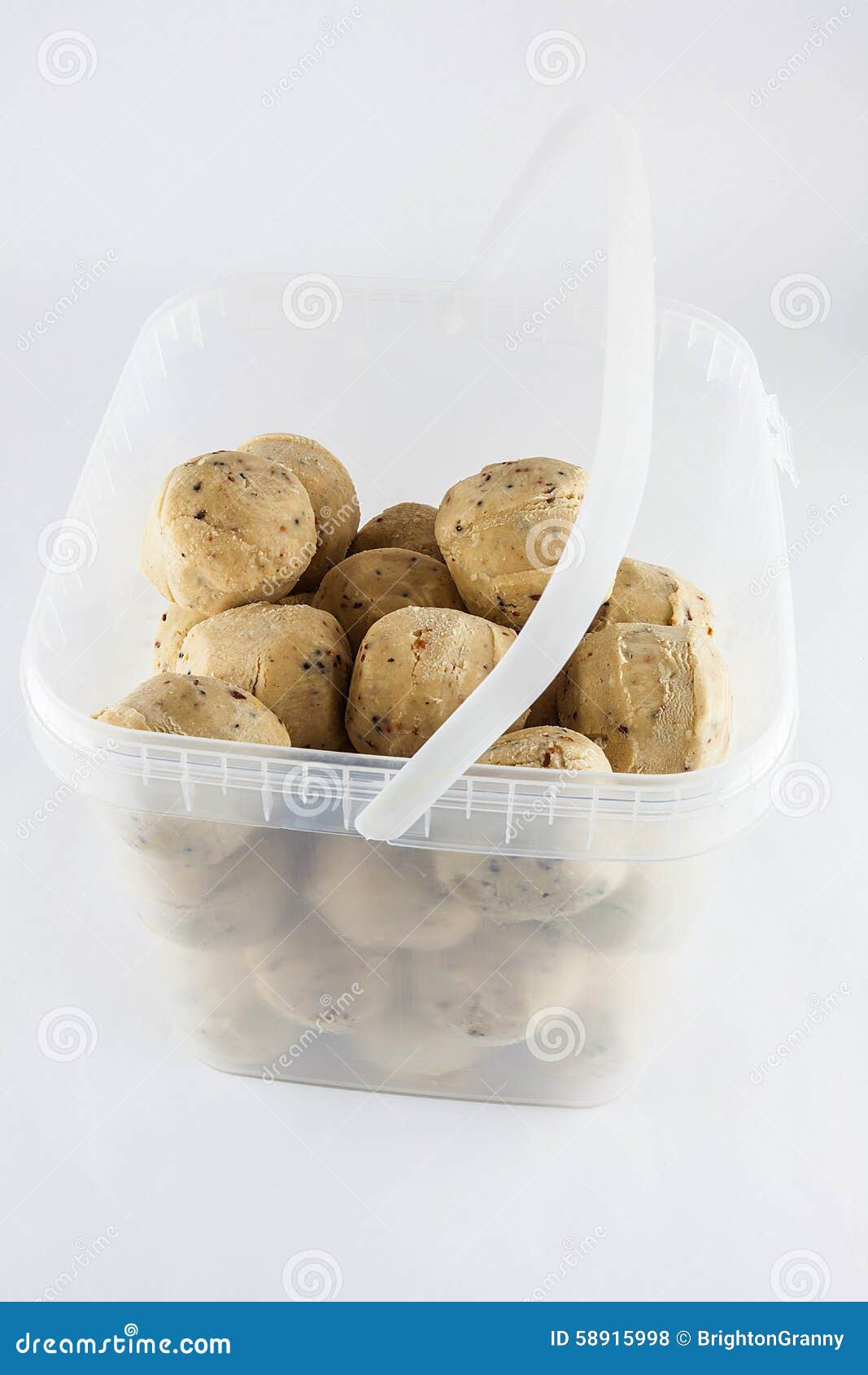 Plastic Container of Suet Balls Stock Photo - Image of worms, basket ...