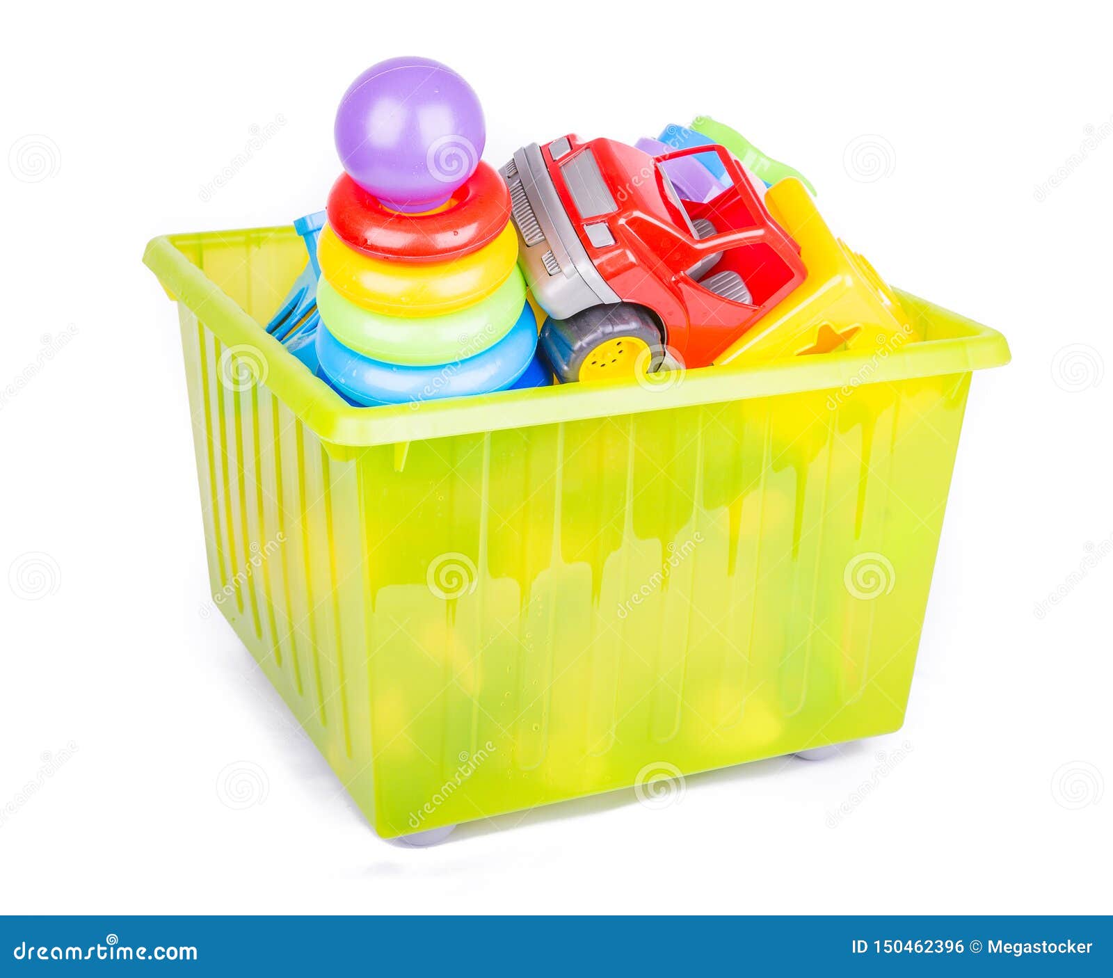 Plastic Container with Toys for Kids Stock Photo - Image of white ...