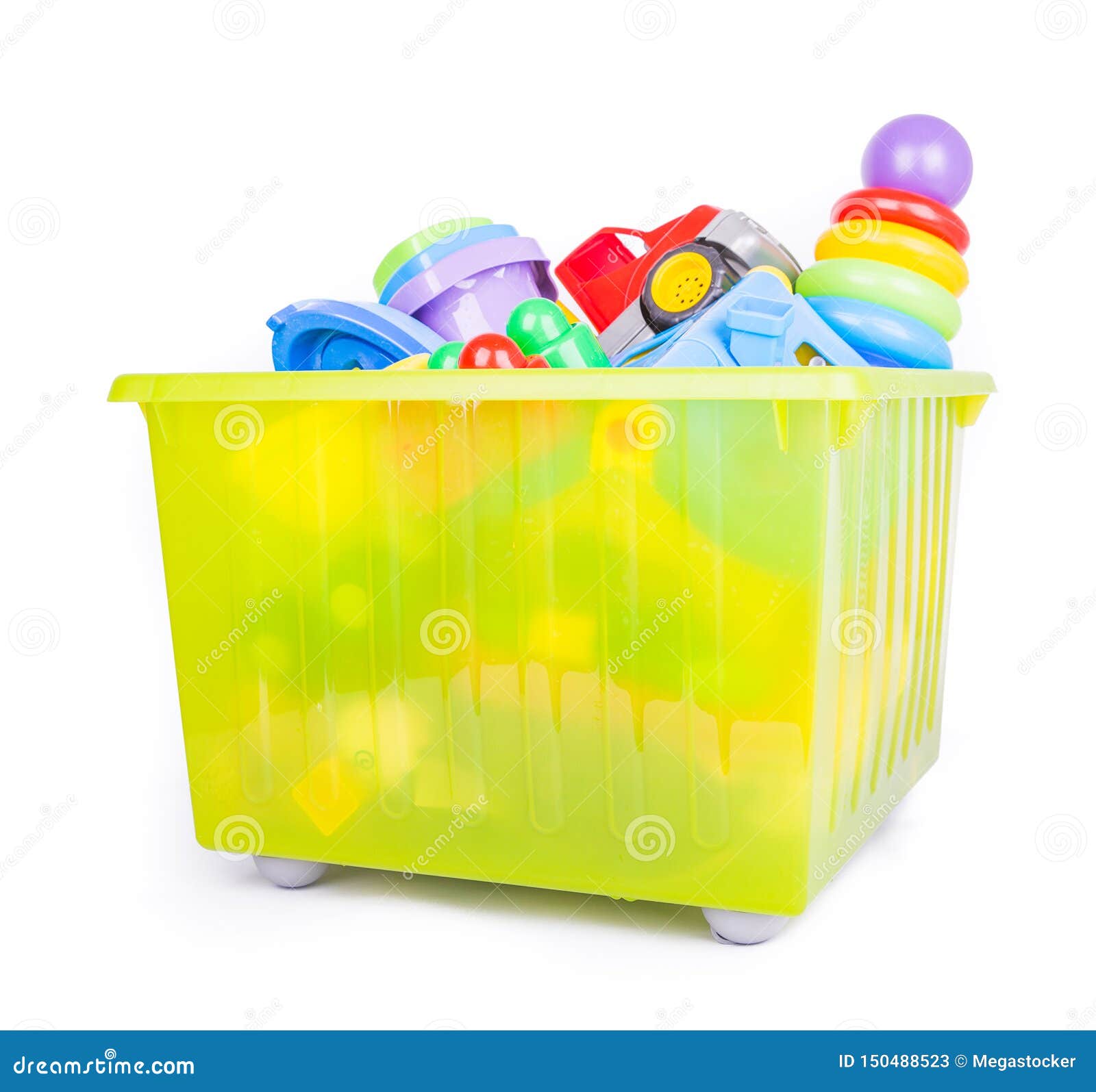 Plastic Container with Toys for Kids Stock Image - Image of blank ...